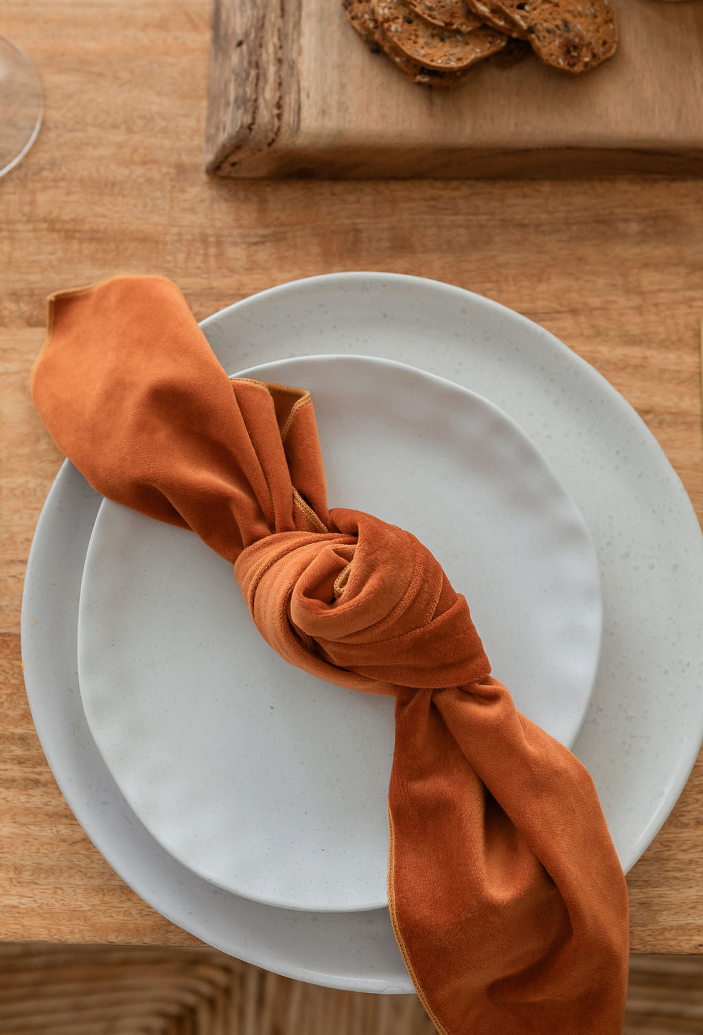 burnt orange velvet napkin – Table Threads