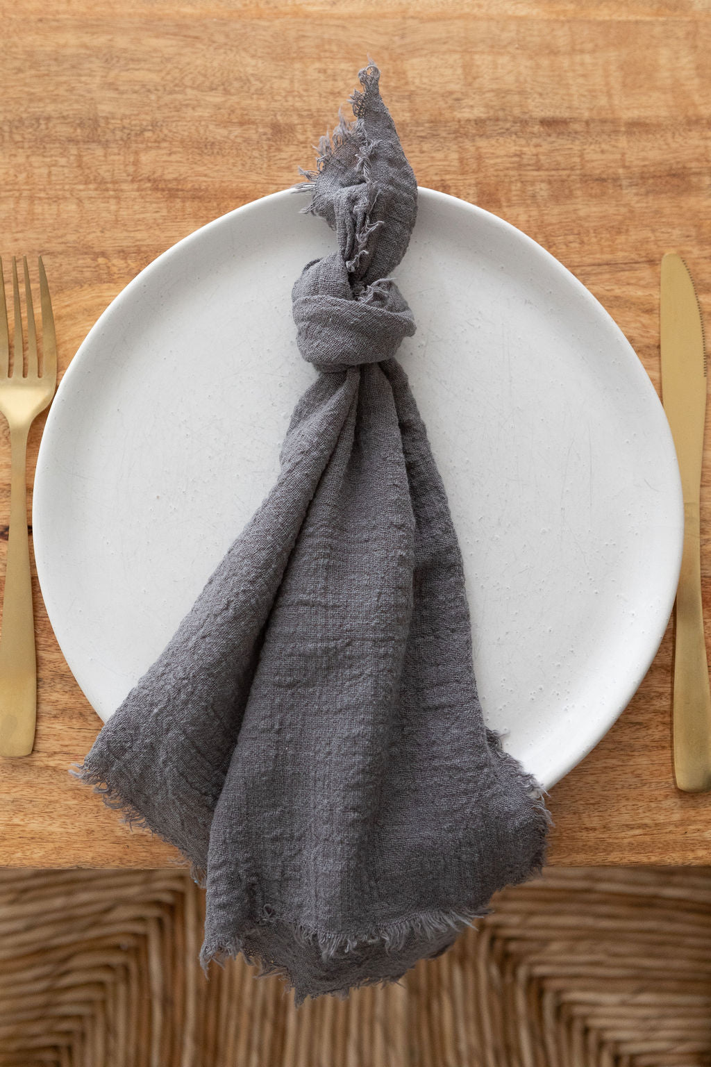 slate grey frayed napkin – Table Threads